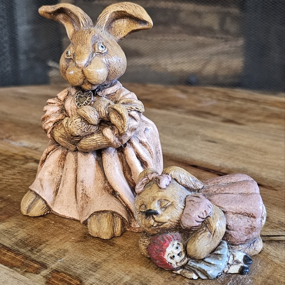 handcrafted | Accents | Handcrafted Handpainted Bunny Figurines Made ...